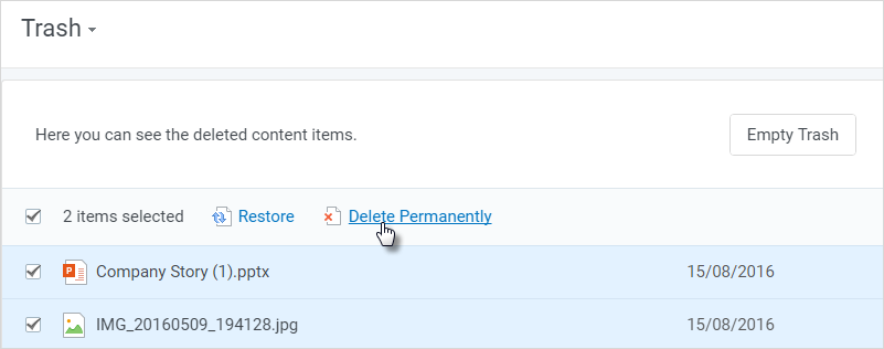 Delete Content