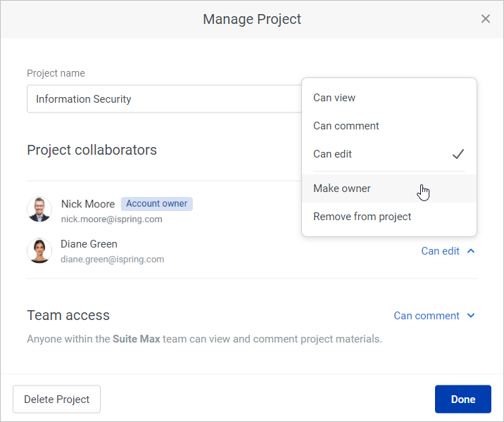 Changing Project Owner