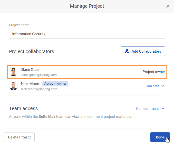 Changing Project Owner