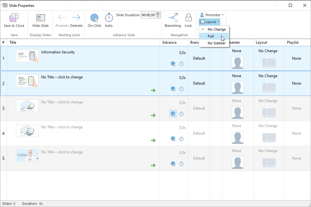 Selecting Player Layout