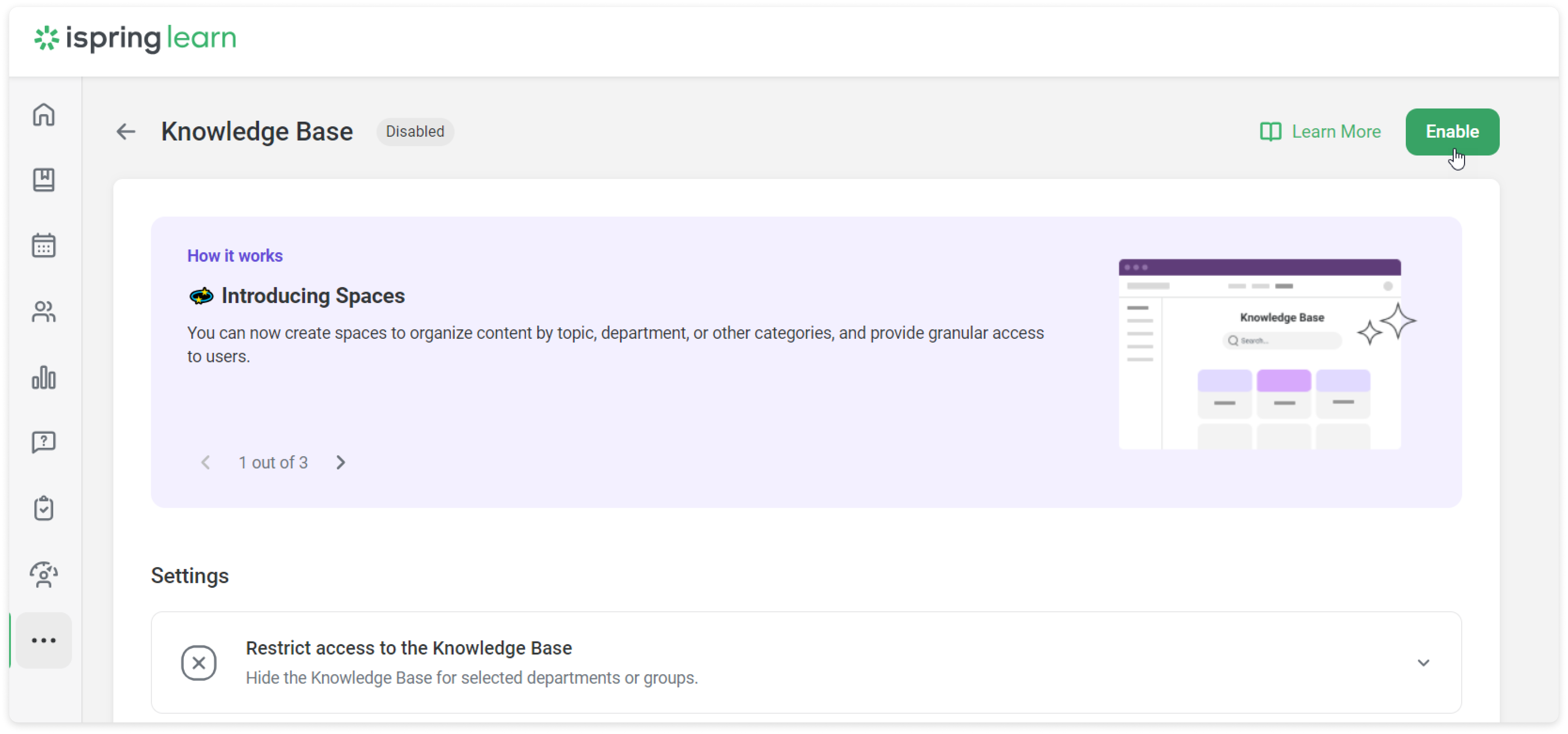 How to Enable the Knowledge Base