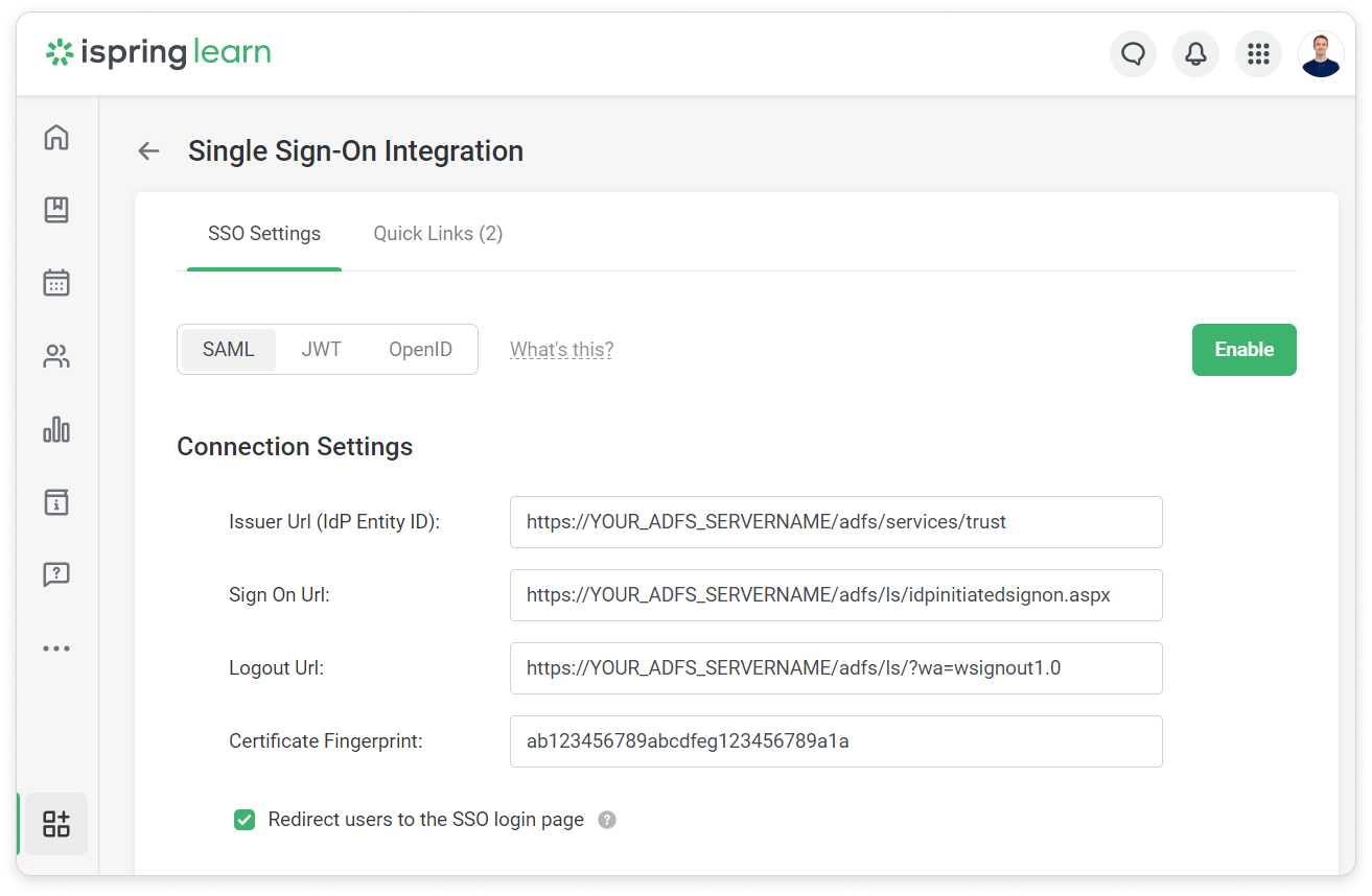 How to Configure SSO with Microsoft AD FS