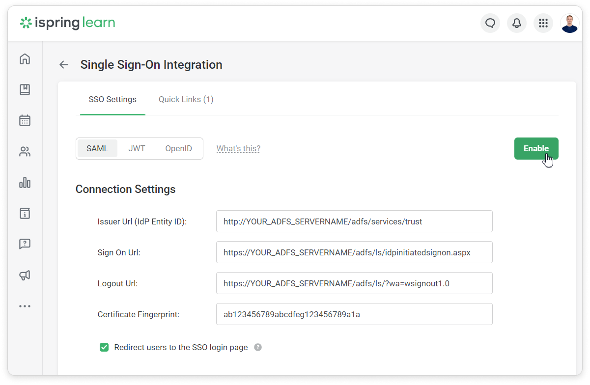 How to Configure SSO with Microsoft AD FS