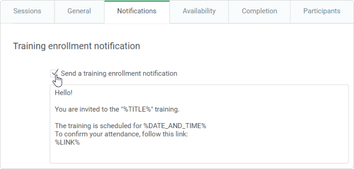 Setting Up Training Notifications