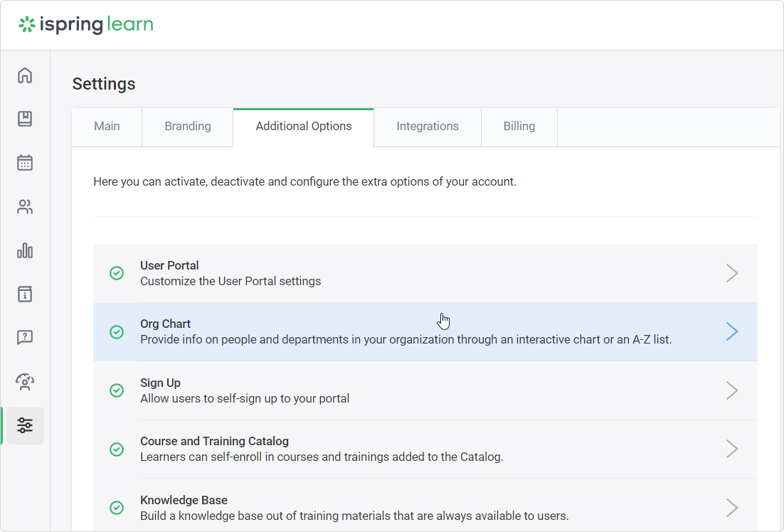 How to Set Org Chart Visibility
