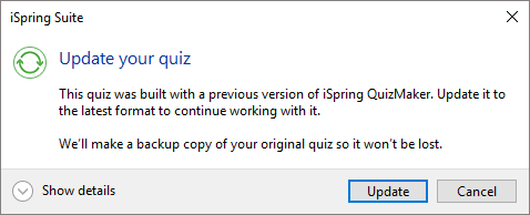 Updating Quizzes Made with Earlier Versions