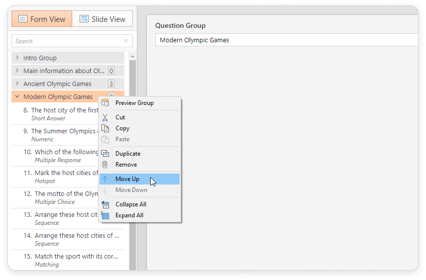 Creating Question Groups