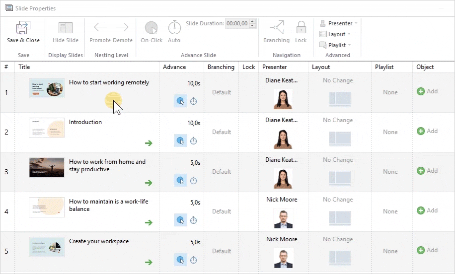 Selecting Player Layout