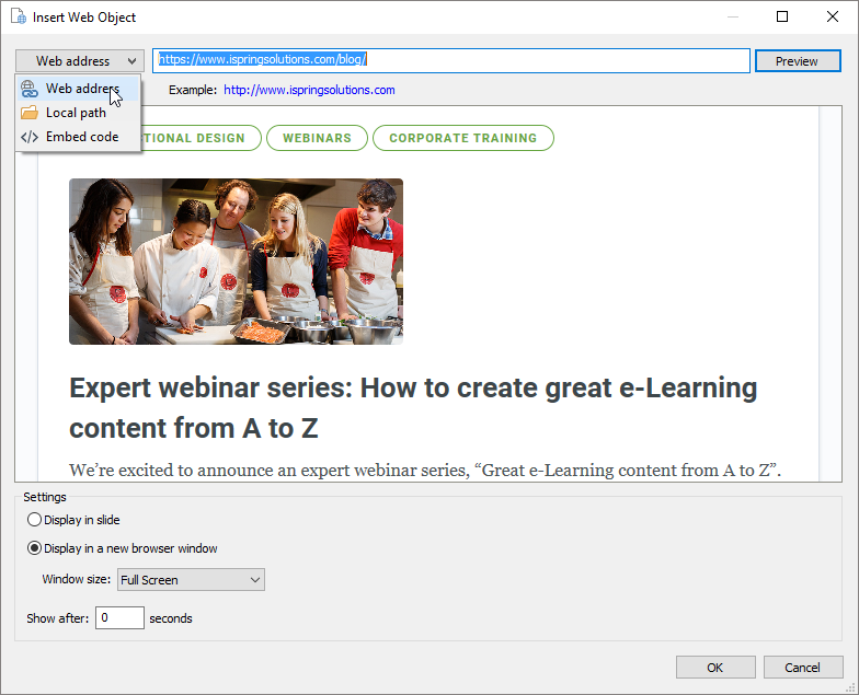 Inserting Web Objects