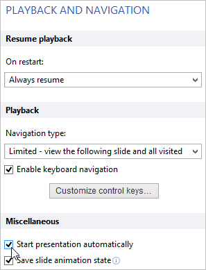 Playback and Navigation Settings