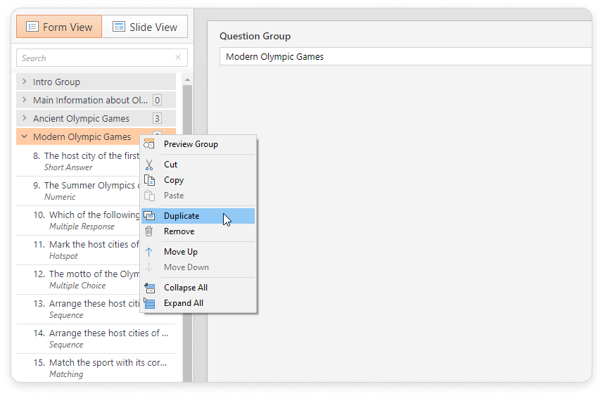 Creating Question Groups