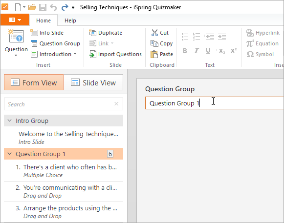 Creating Question Groups