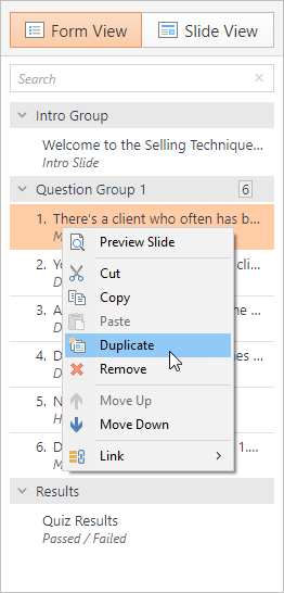 Duplicating Questions