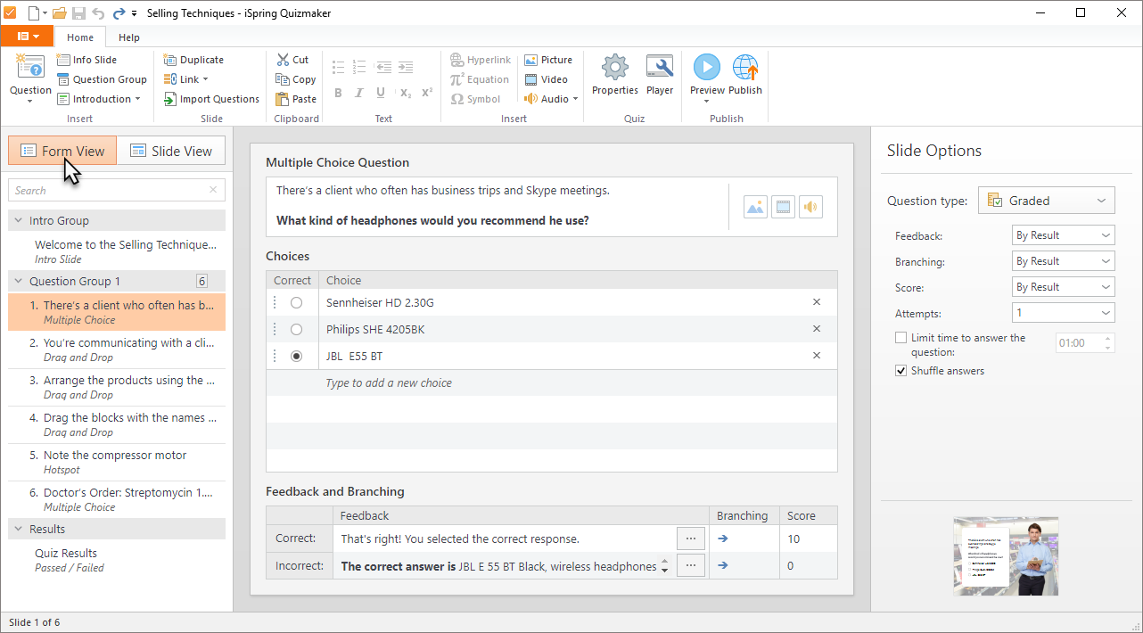 Form View and Slide View