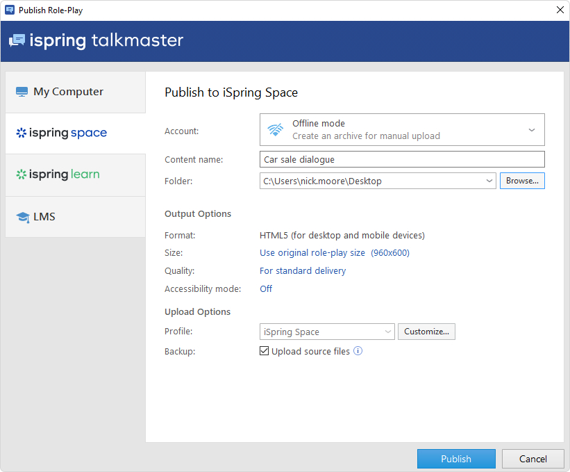 Manual Upload to iSpring Space